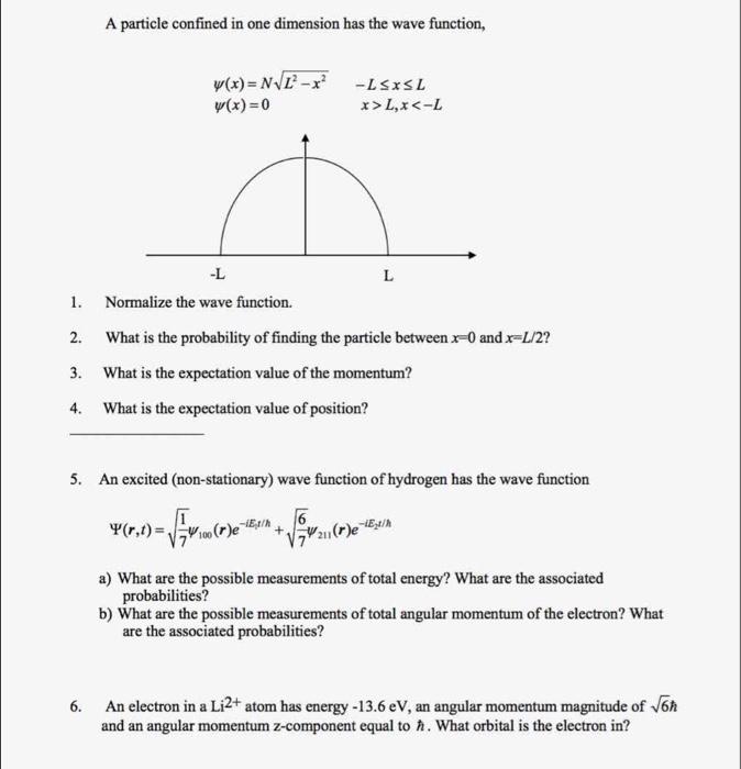 Solved A particle confined in one dimension has the wave | Chegg.com