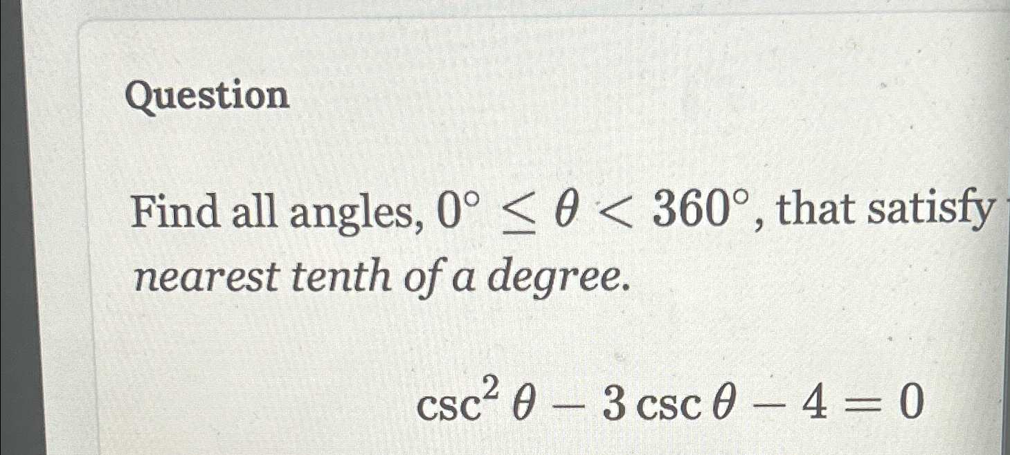 Solved QuestionFind all angles, 0°≤θ