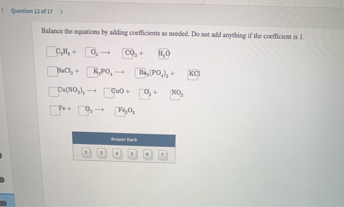 Solved Question 2 of 17 > Insert the missing coefficients to | Chegg.com