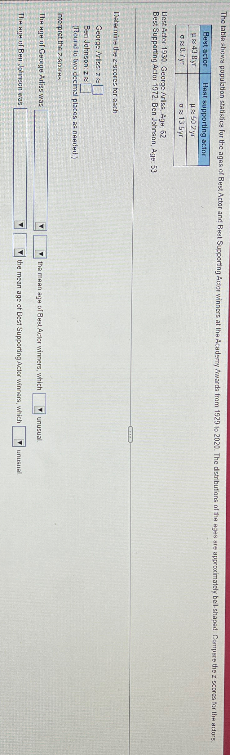 Solved \table[[Best actor,Best supporting | Chegg.com