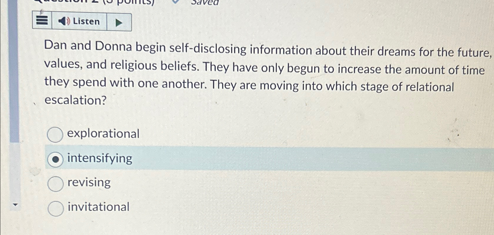 Solved Dan and Donna begin self-disclosing information about | Chegg.com
