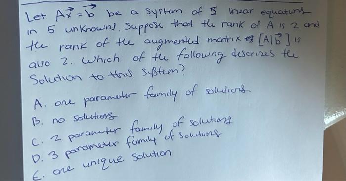 Solved Let Ax=b be a systum of 5 inear equations in 5 | Chegg.com