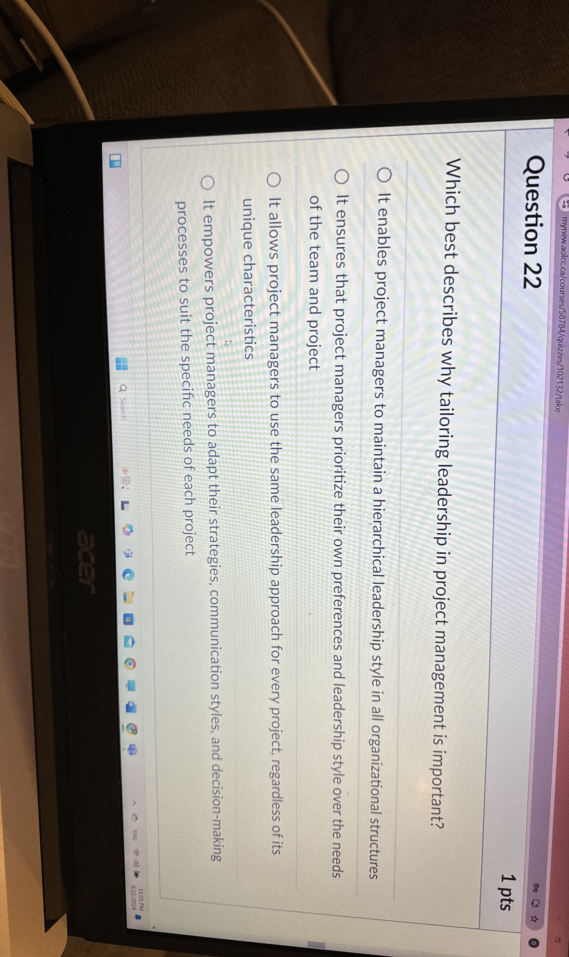 Solved Question 221 ﻿ptsWhich best describes why tailoring | Chegg.com