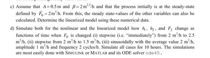 Solved Modelling, linearization, and simulation of two | Chegg.com
