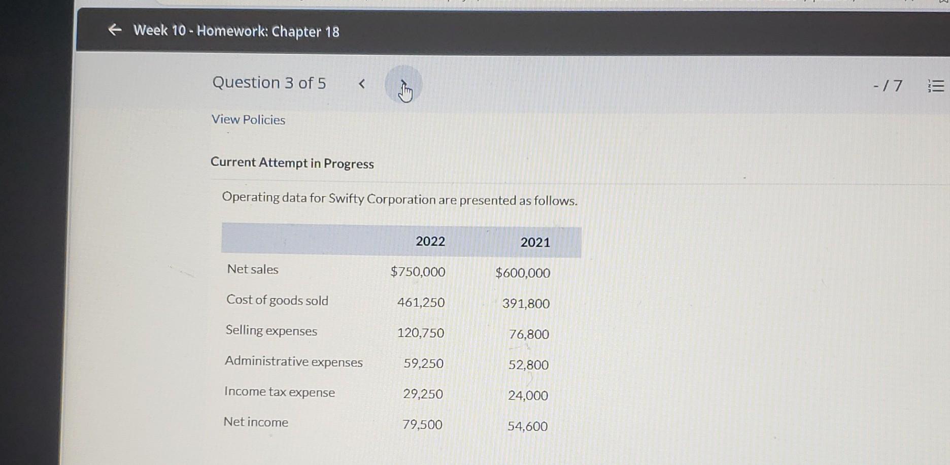 Solved Question 3 of 5 View Policies Current Attempt in | Chegg.com