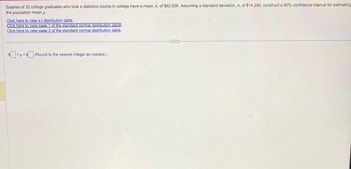 Solved Salaries of 32 colego gradusles who tcok a statistics | Chegg.com