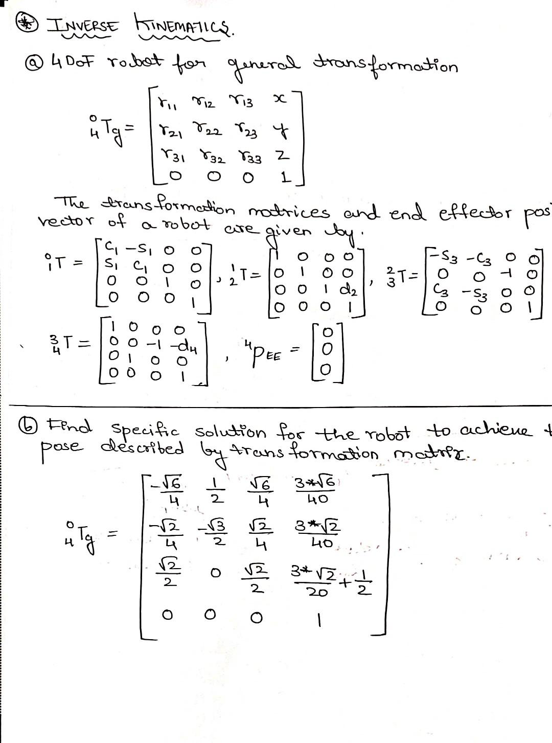 Solved (INVERSE KINEMATICS. (a) 4DOF robat for general | Chegg.com