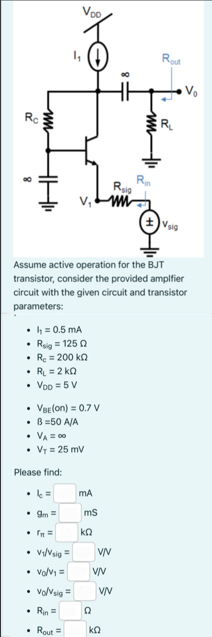 Solved Assume active operation for the BJT transistor, | Chegg.com