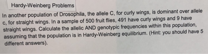 Solved Hardy-Weinberg Problems In another population of | Chegg.com
