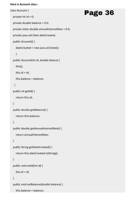 Solved Q1. Create a java project called Homework3_Account | Chegg.com