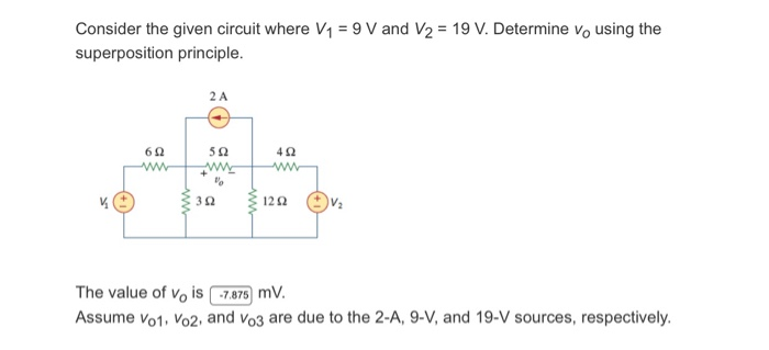 Solved Consider the given circuit where V1 = 9 V and V2 = 19 | Chegg.com