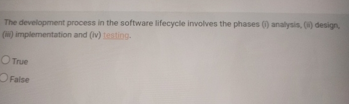Solved The development process in the software lifecycle | Chegg.com