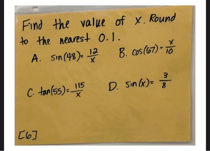 Solved Find the value of x. Round to the nearest 0.1 . A. | Chegg.com