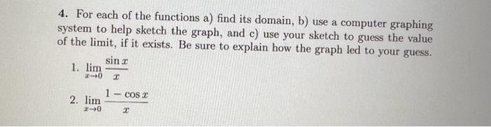 Solved 4. For each of the functions a) find its domain, b) | Chegg.com