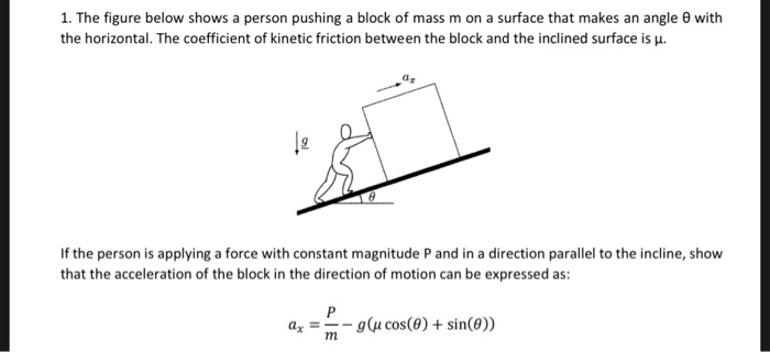 Solved with 1. The figure below shows a person pushing a | Chegg.com