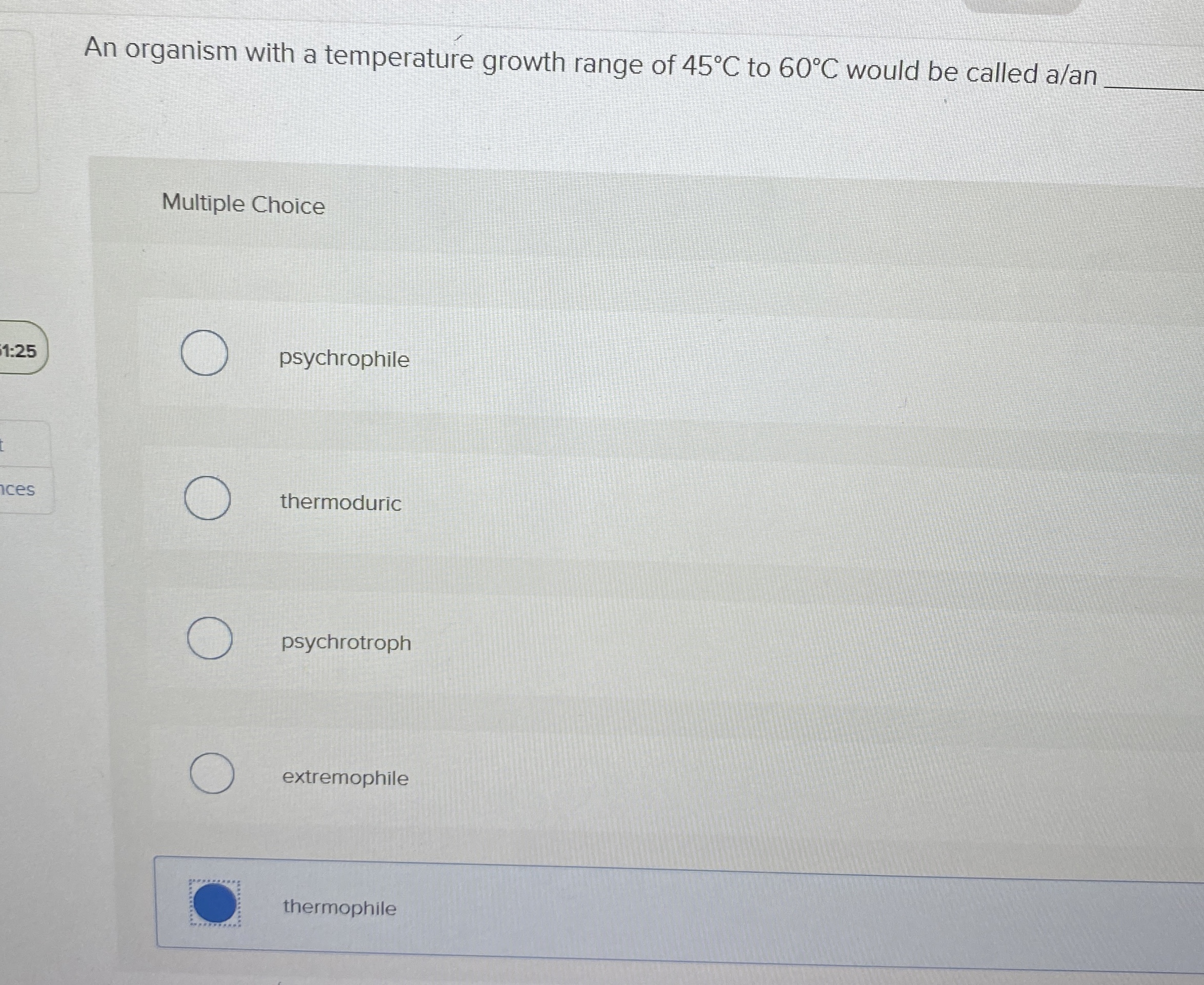 Solved An organism with a temperature growth range of 45°C | Chegg.com