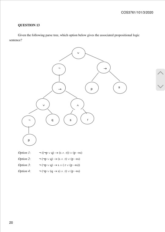Solved COS3761/101/3/2020 QUESTION 13 Given the following | Chegg.com