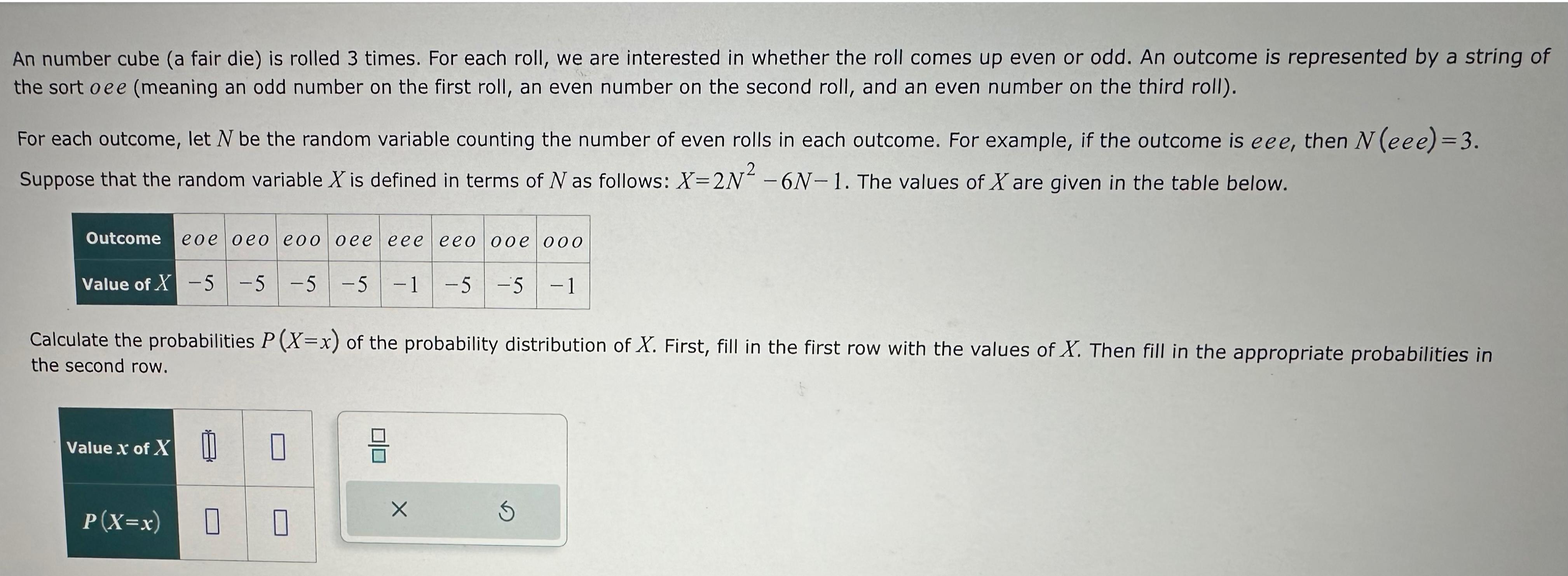 An number cube (a fair die) ﻿is rolled 3 ﻿times. For | Chegg.com