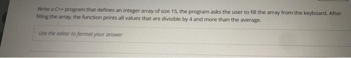 Solved Write A C Program That Defines An Integer Array Of