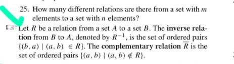 Solved 25. How many different relations are there from a set | Chegg.com