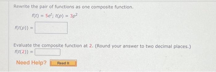 Rewrite the pair of functions as one composite | Chegg.com