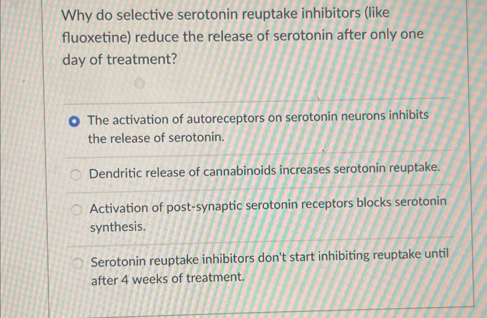 Solved Why do selective serotonin reuptake inhibitors (like | Chegg.com