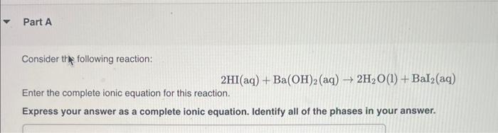 Solved what is the complete ionic equation for this | Chegg.com