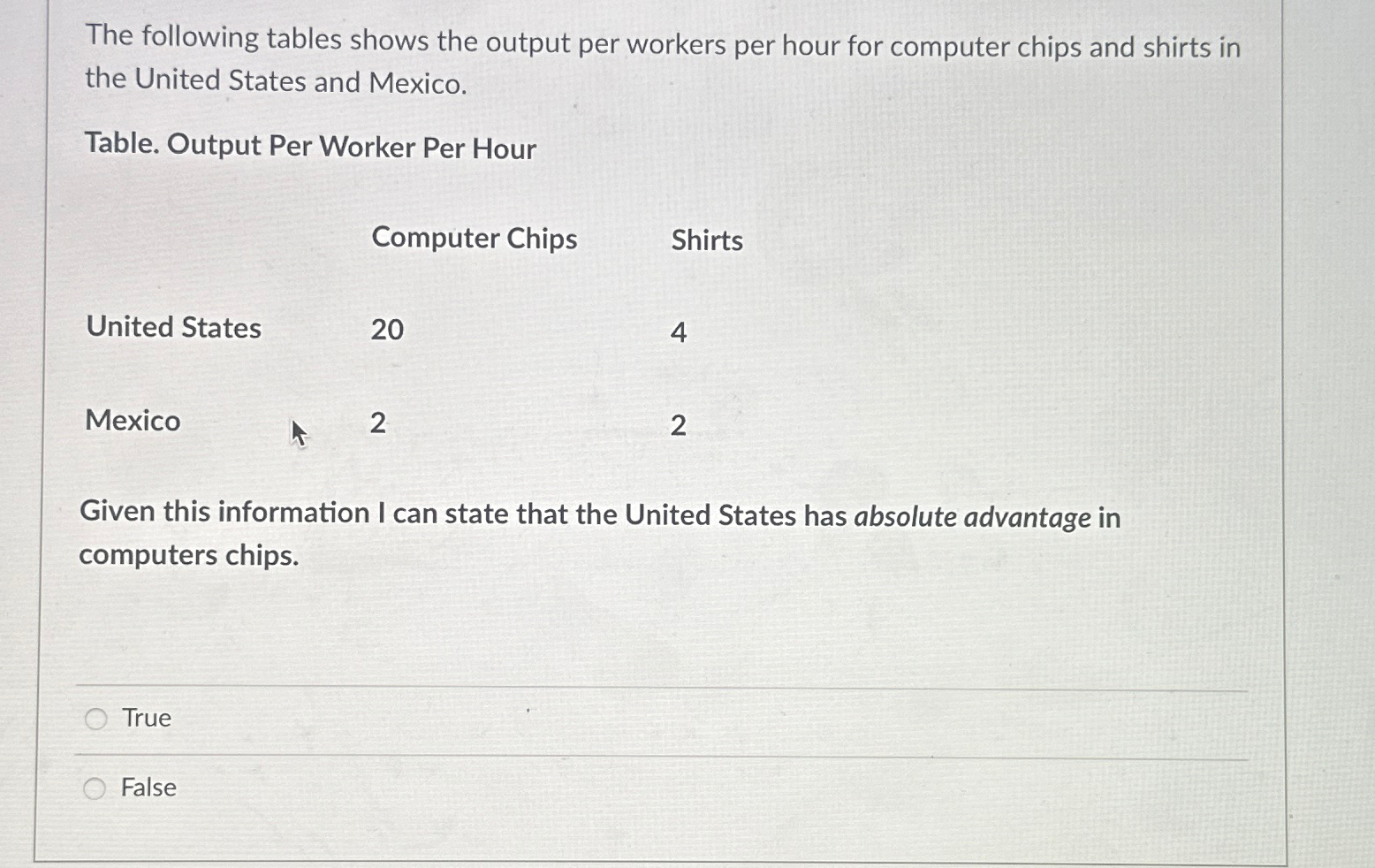 Solved The following tables shows the output per workers per | Chegg.com