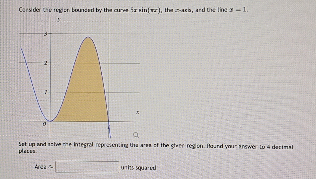 Solved Consider the region bounded by the curve 5xsin(πx), | Chegg.com