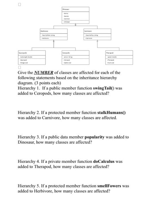 Give the NUMBER of classes are affected for each of | Chegg.com