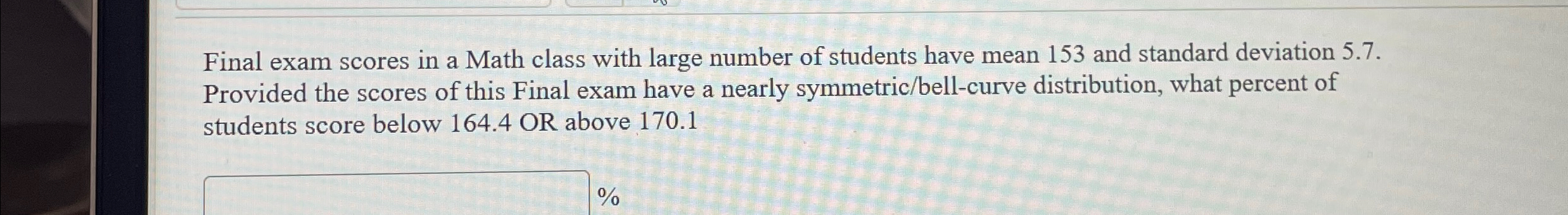 Solved Final exam scores in a Math class with large number | Chegg.com