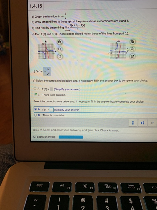 Solved 1.4.15 5 a) Graph the function f(x) = b) Draw tangent | Chegg.com
