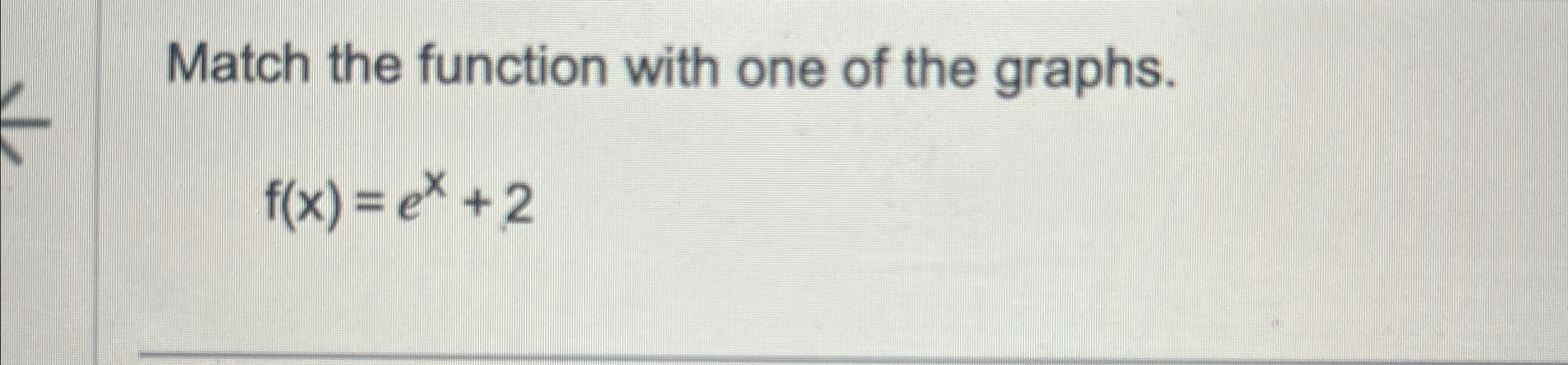 Solved Match the function with one of the graphs.f(x)=ex+2 | Chegg.com