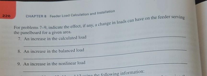 226 CHAPTER 8 Feeder Load Calculation and | Chegg.com