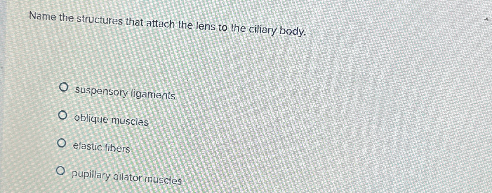 Solved Name the structures that attach the lens to the | Chegg.com