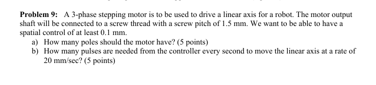 Solved by an EXPERT Problem 9: A 3-phase stepping motor is to be used to | Chegg.com