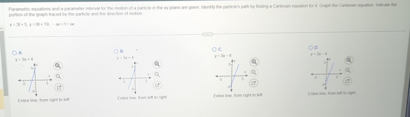 Solved Parametric equations and a parameter interval for the | Chegg.com