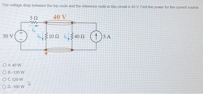 Solved The voltage drop between the top node and the | Chegg.com