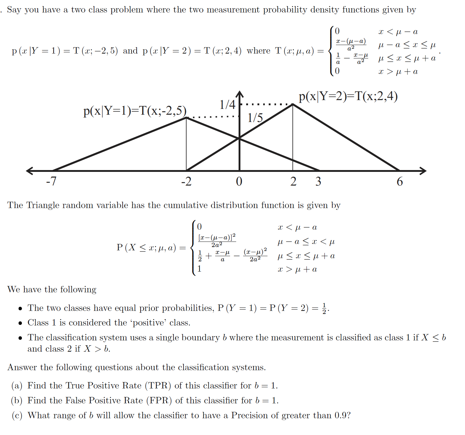 Solved Say you have a two class problem where the two | Chegg.com