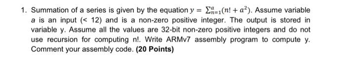 Solved 1. Summation of a series is given by the equation | Chegg.com