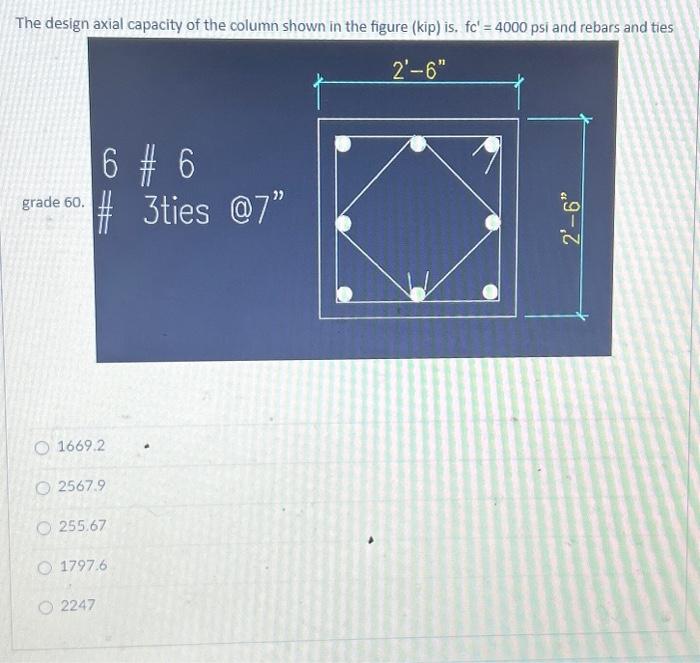 Solved The design axial capacity of the column shown in the | Chegg.com