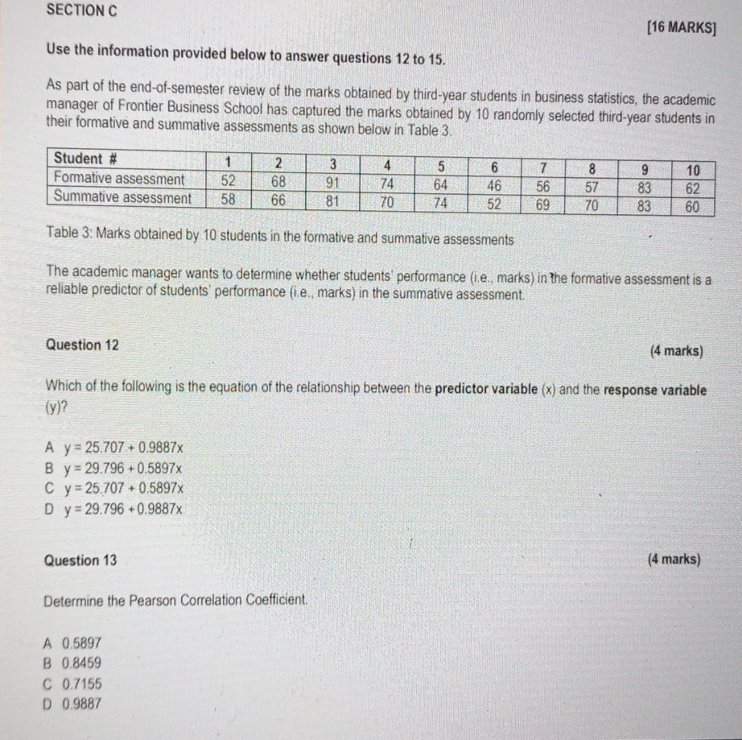 Solved SECTION C Use the information provided below to | Chegg.com