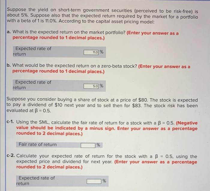Solved Suppose the yield on short-term government securities | Chegg.com