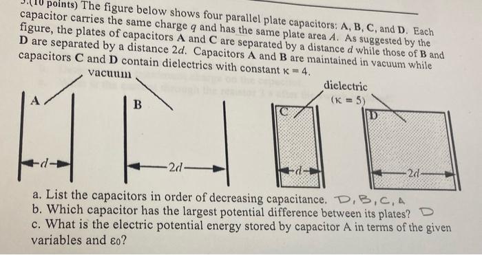 Solved capacitor cartew phows four parallel plate | Chegg.com