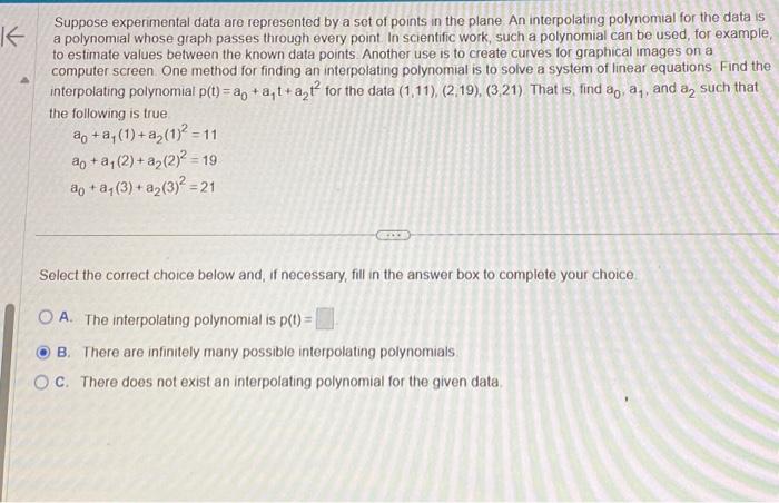 Solved Suppose experimental data are represented by a set of | Chegg.com