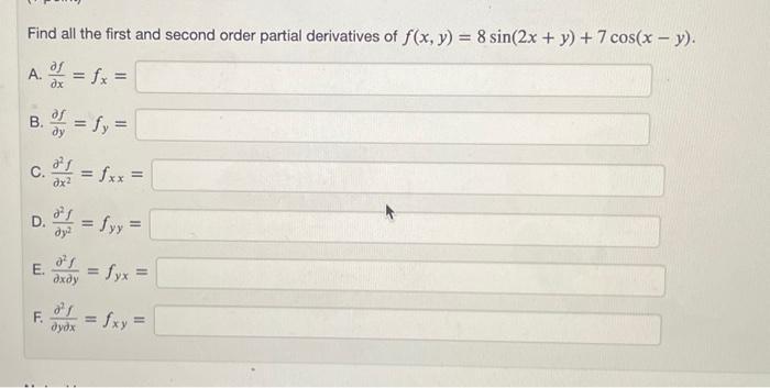 Solved Find all the first and second order partial | Chegg.com