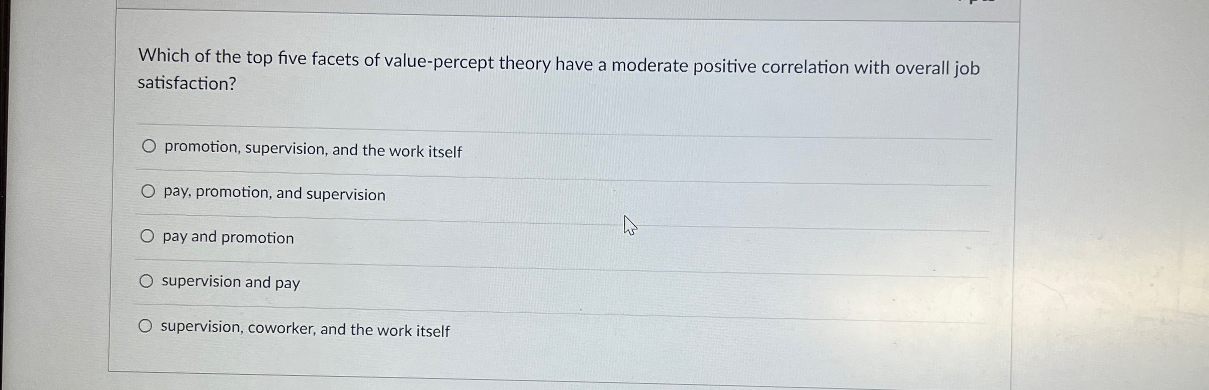 Solved Which of the top five facets of value-percept theory | Chegg.com