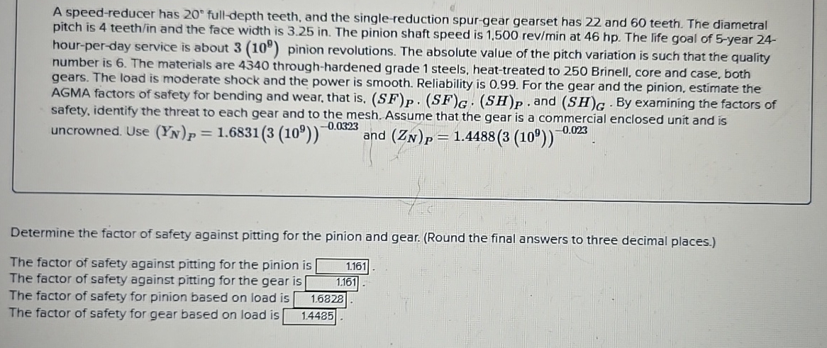 A speed-reducer has 20° ﻿full-depth teeth, and the | Chegg.com