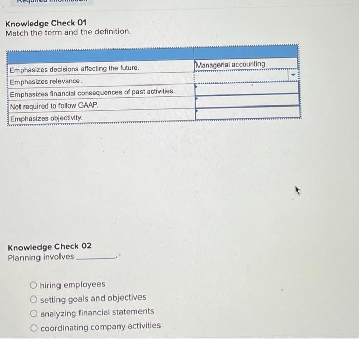 Solved Knowledge Check 01 Match the term and the definition. | Chegg.com