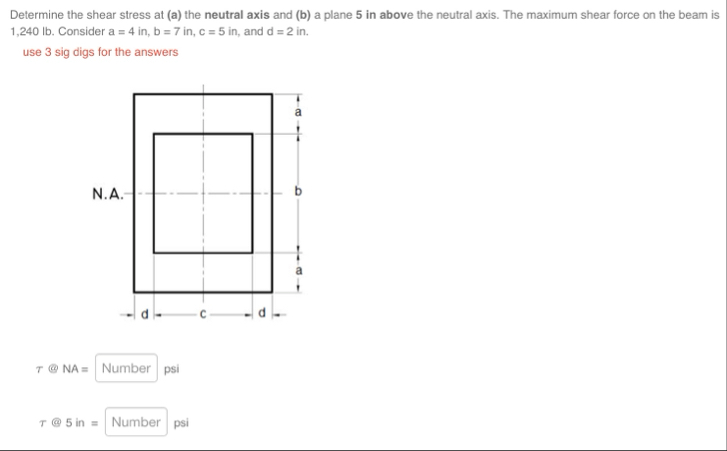 Solved Determine the shear stress at (a) ﻿the neutral axis | Chegg.com